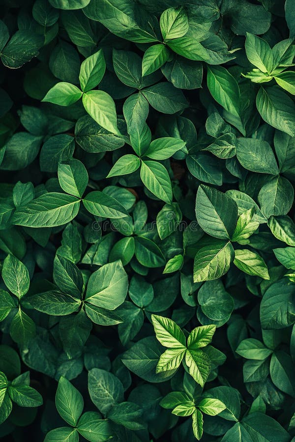 Macro Background of Fresh Green Tea Tree Leaves. Vertical Natural ...