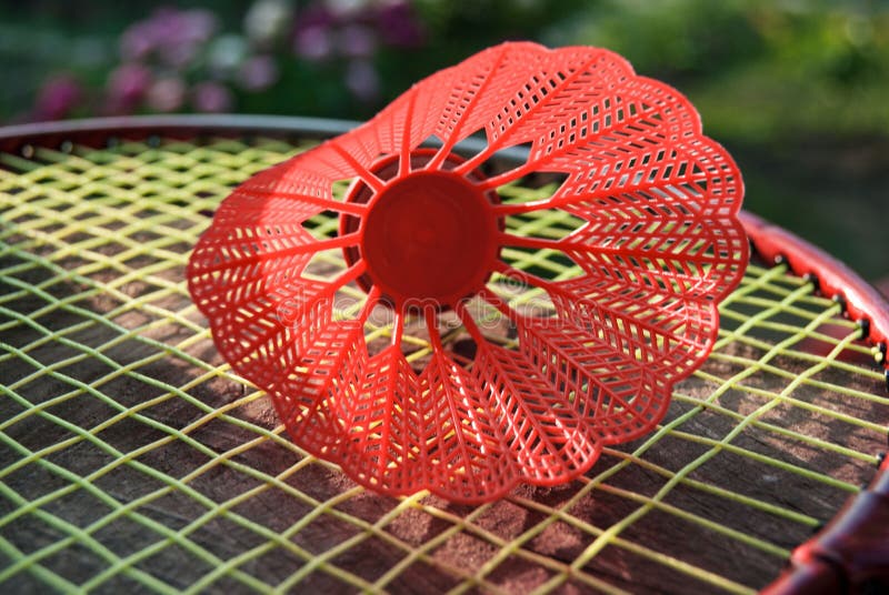 Badminton red shuttlecock stock image. Image of black - 149848859