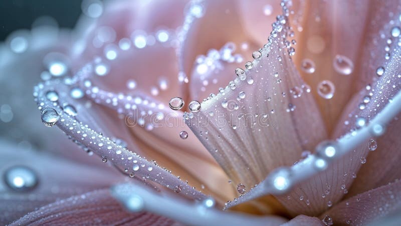 Macro Beauty of Dew Drops on Soft Flower Petals Stock Photo - Image of ...