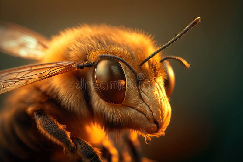 Macro Bee on Flower - AI Generated Stock Illustration - Illustration of ...