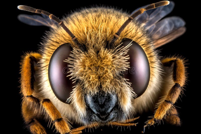 Macro Bee on Flower - AI Generated Stock Illustration - Illustration of ...