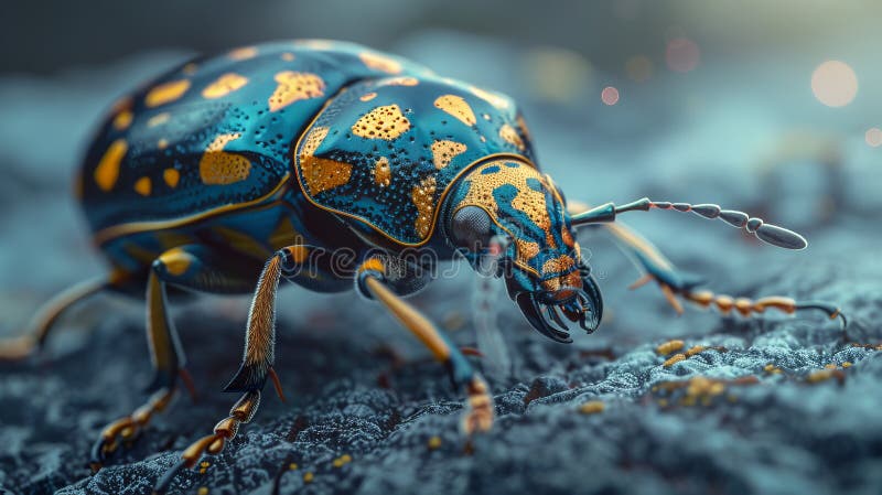 Macro Beetle Exploration Detailed Insect on Textured Surface with ...