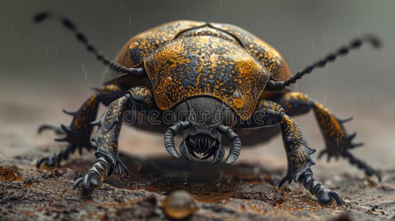 Macro Beetle on Textured Surface, Emphasizing Shell Contours and Leg ...