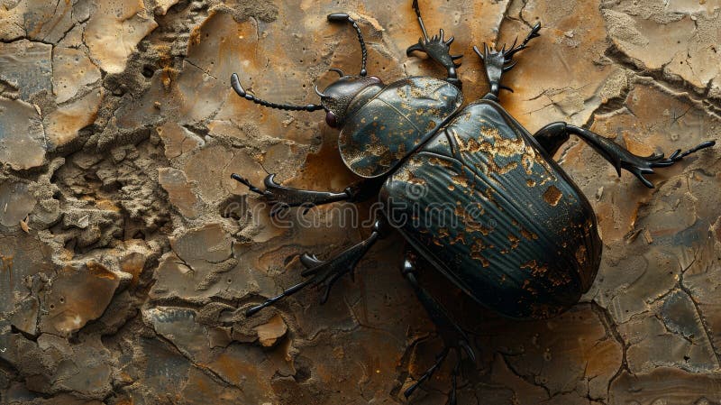Macro Beetle on Textured Surface, Shell Contours in Photorealistic ...