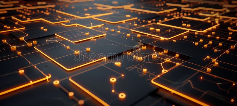 Macro Black Pcb with Gold Connectors, Technology Concept Design ...