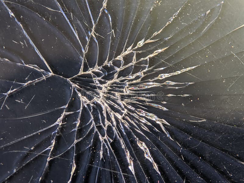 Macro of Black Screen Cracked Texture Stock Image - Image of circle ...