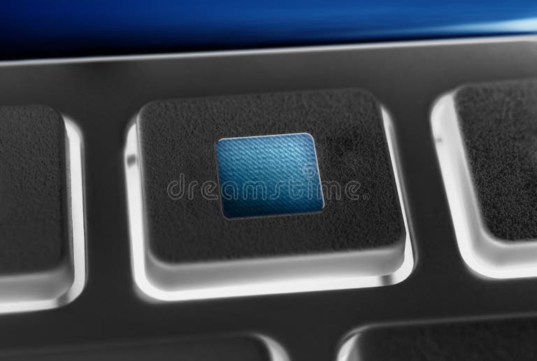 Macro of a Black Stop Button of a Black Remote Control with Backlight ...