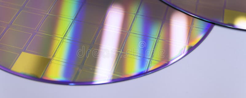 Macro of Blue Silicon Wafer with Microchips. Banner Format Stock Photo ...