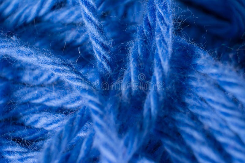 Macro Blue Yarn Wool Texture Background Stock Photo - Image of craft ...