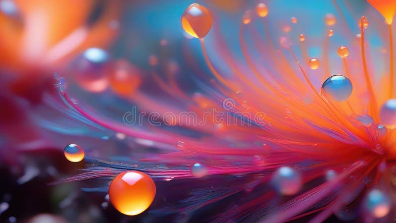 Macro of Bright Multi-colored Flower with Water Drops. Bright Colors ...
