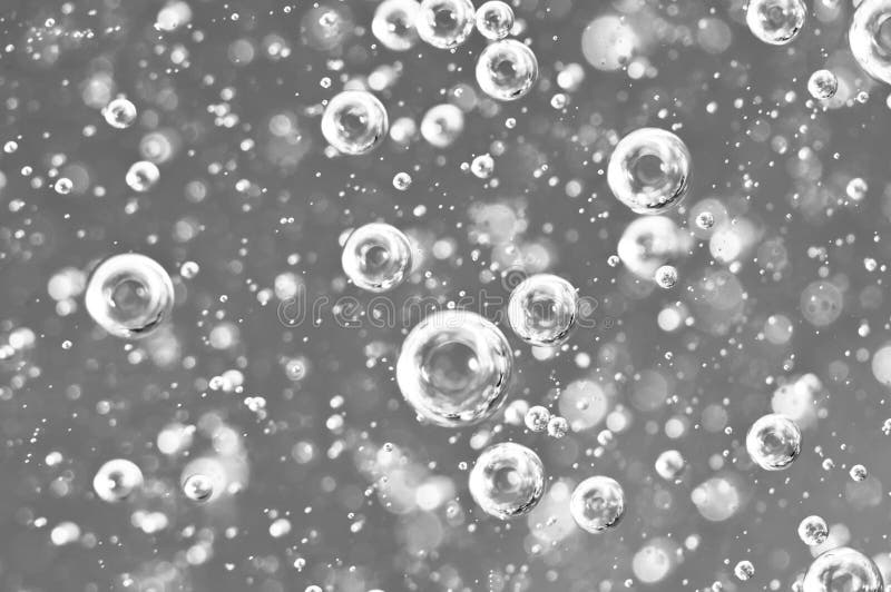 Macro Bubbles of Oxygen in the Black and White Liquid Stock Image ...