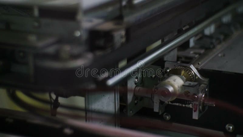 Macro Camera Shows Printing Machine Different Parts Stock Footage ...