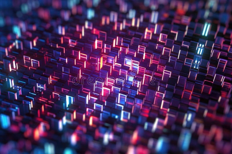 Macro Capture of Led Screen Pixels Displaying a Futuristic, Tech ...
