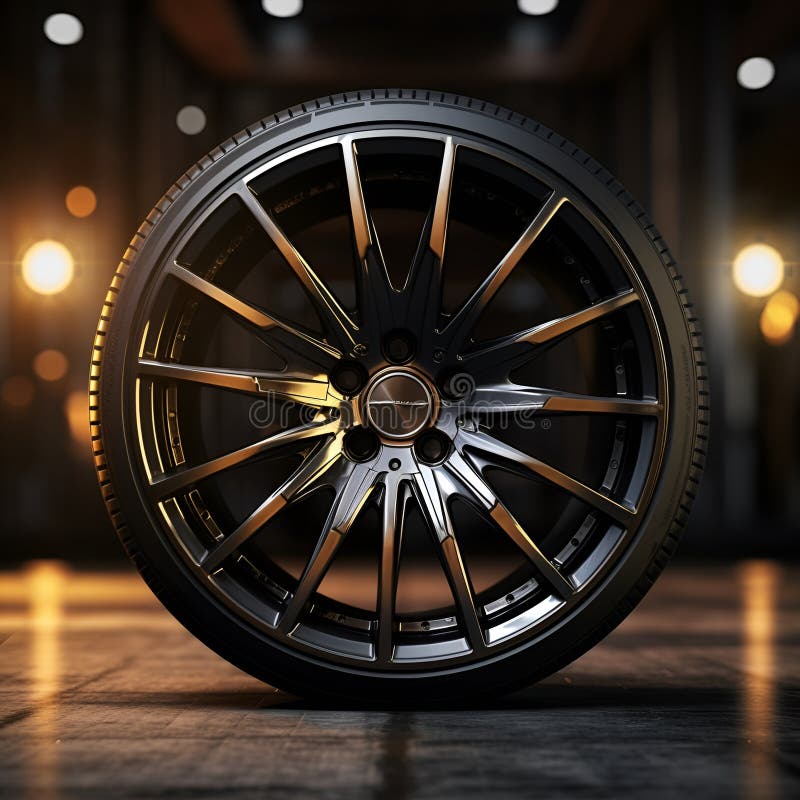 Macro Car Chrome Metallic Tire Rim Blank Space, Ai Generative Stock ...