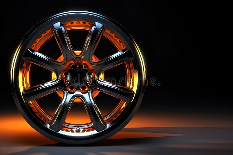 Macro Car Chrome Metallic Tire Rim Blank Space, Ai Generative Stock ...
