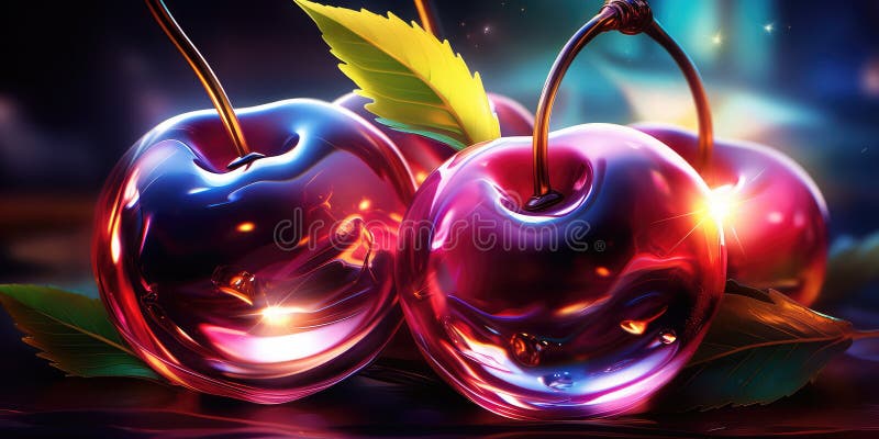 Macro Cherry Detailed Night Lights Stock Illustration - Illustration of ...