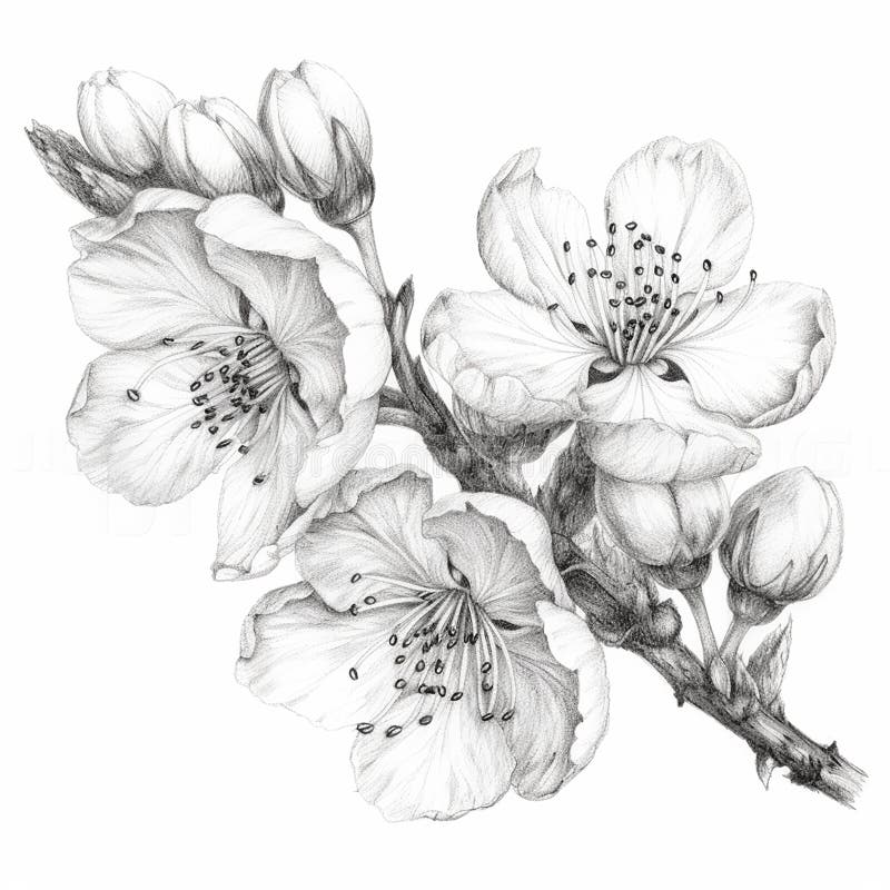 Pencil Drawing Cherry Tree Stock Illustrations – 226 Pencil Drawing ...