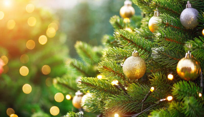 Macro Christmas Tree - Background - Generative AI Stock Illustration ...