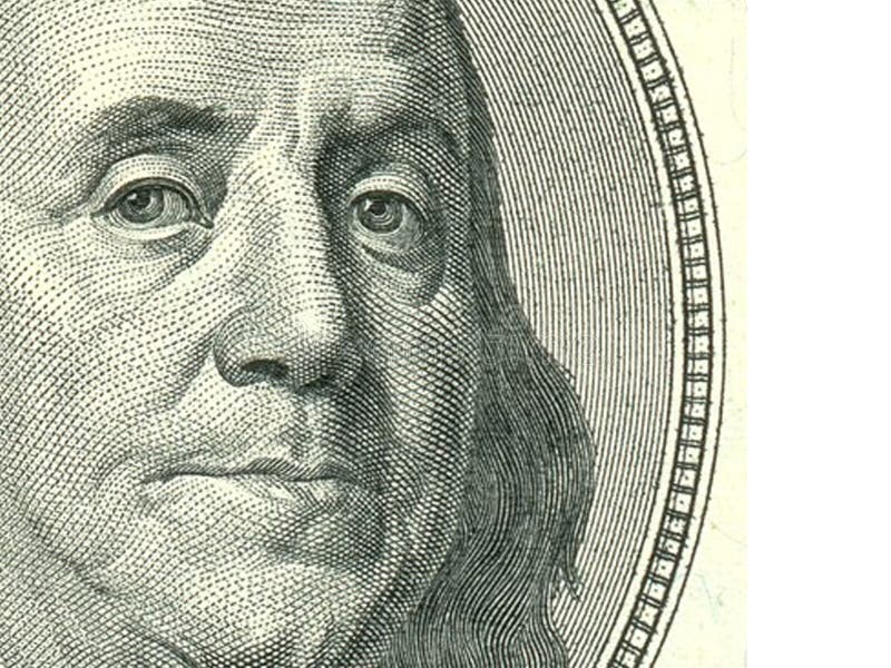 Macro Close Up of Ben Franklin S Face on the US $100 Dollar Bill. Stock ...