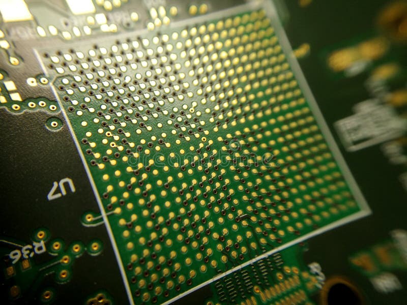 Macro Close Up of PCB BGA Footprint Stock Photo - Image of engineering ...