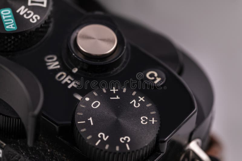 Macro Close-up of the Black Body of the Camera with Buttons for Control ...
