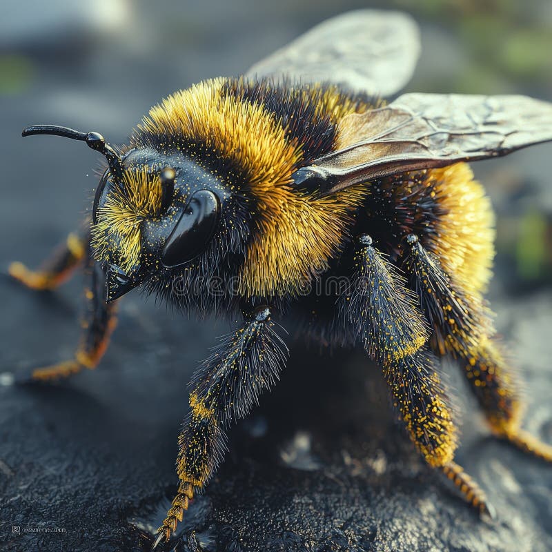 Macro Close-up of a Bumblebee on Textured Surface Stock Photo - Image ...