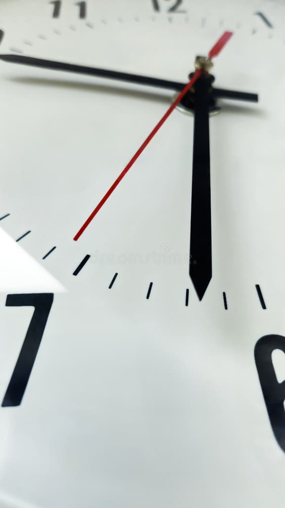 Macro Close-up of Classic Clock with Focus on on Red Second Hand ...
