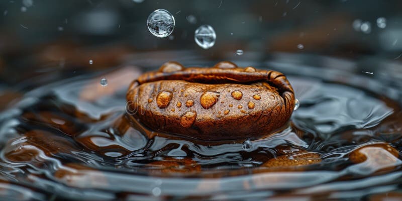 Macro Close Up of Coffee Bean in Water. Stock Photo - Image of caffeine ...