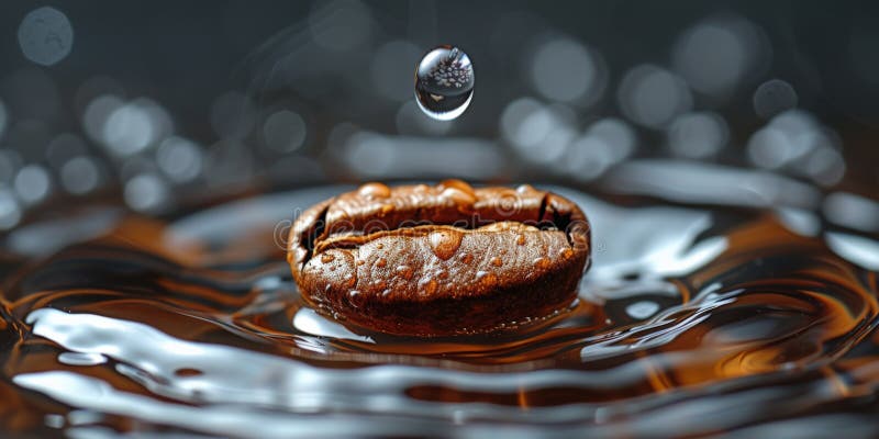 Macro Close Up of Coffee Bean in Water. Stock Image - Image of arabica ...