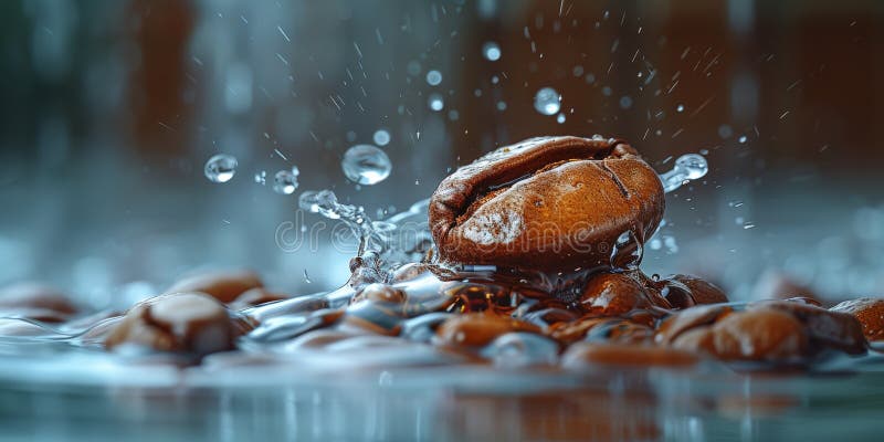 Macro Close Up of Coffee Bean in Water. Stock Photo - Image of closeup ...