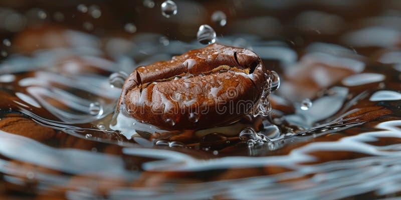 Macro Close Up of Coffee Bean in Water. Stock Photo - Image of dark ...