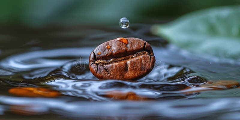 Macro Close Up of Coffee Bean in Water. Stock Photo - Image of black ...