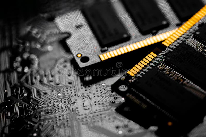 Macro Close Up of Computer RAM Chip and Motherboard Stock Photo - Image ... Macro Close Up of Computer RAM Chip and Motherboard Stock Photo - Image ...