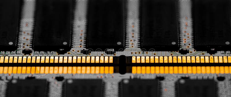 Macro Close Up of Computer RAM Chip and Motherboard Stock Photo - Image ...