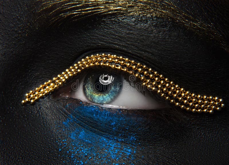 Macro and Close-up Creative Make-up Theme: Beautiful Female Eyes Stock ...