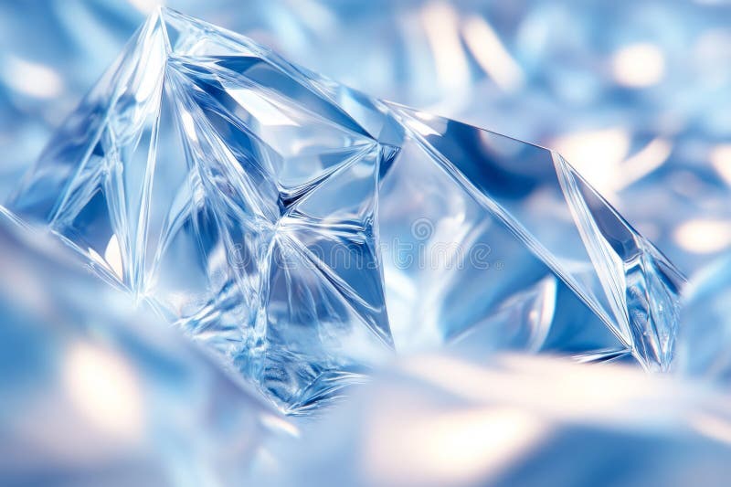 Macro Close-up of Crystal Structure Shining in Abstract Blue Light ...