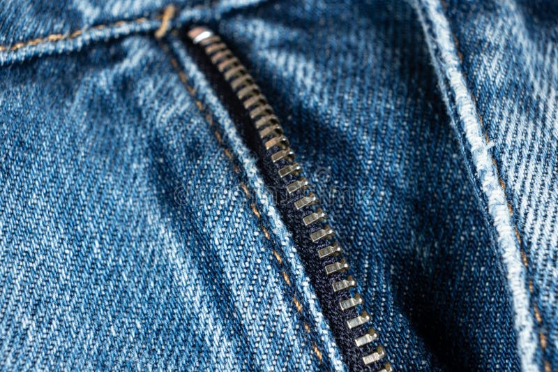Macro Close-Up of Denim Zipper on Blue Jeans Stock Image - Image of ...