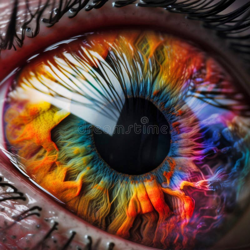 Macro Close Up of an Eye with Glass Like Rainbow, Generative AI Stock ...
