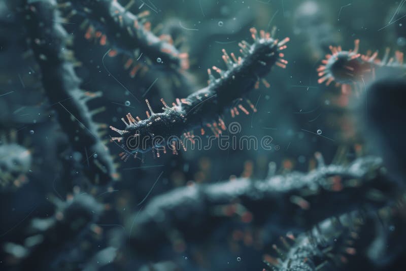 Macro Close-up Group of Germs and Bacteria in Water Disease Medical ...