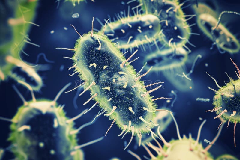 Macro Close-up Group of Germs and Bacteria in Water Disease Medical ...