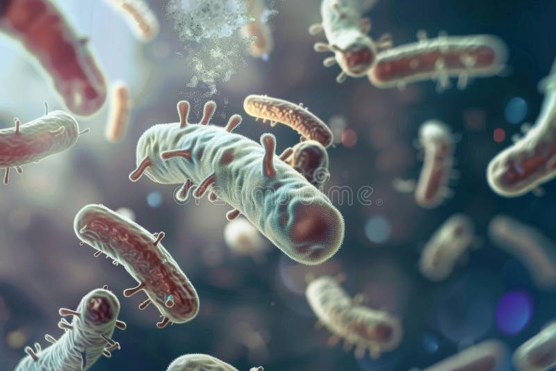 Macro Close-up Group of Germs and Bacteria in Water Disease Medical ...