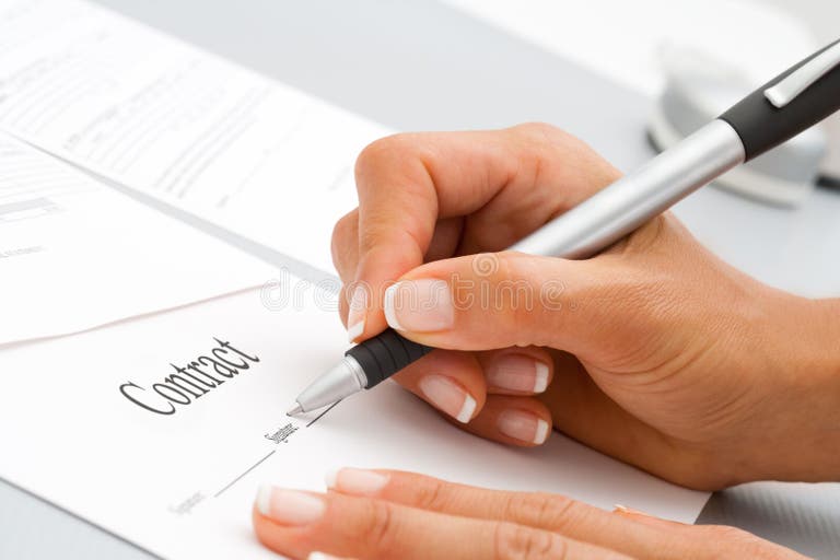 Macro Close Up of Hand Signing Contract. Stock Image - Image of working ...