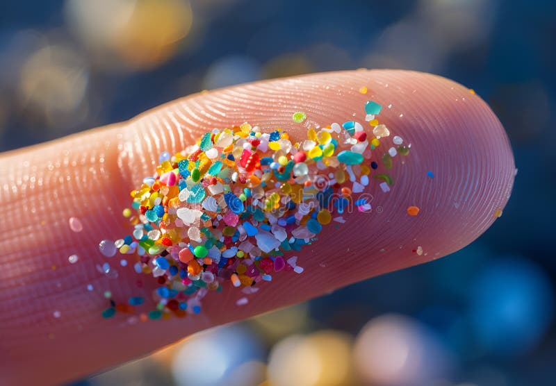 Colorful Microplastic Particles on Fingertip in Macro View Showing ...