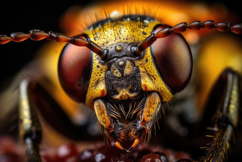 Macro Close Up of Insect Head Stock Illustration - Illustration of life ...