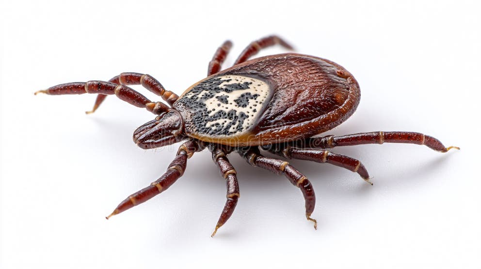 Macro Close-Up of Insect Tick or Mite Isolated on White Background for ...