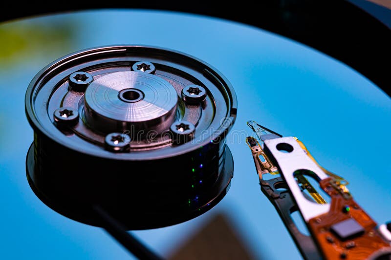 Macro Close Up of Inside of Magnetic Hard Disc Drive Stock Photo ...