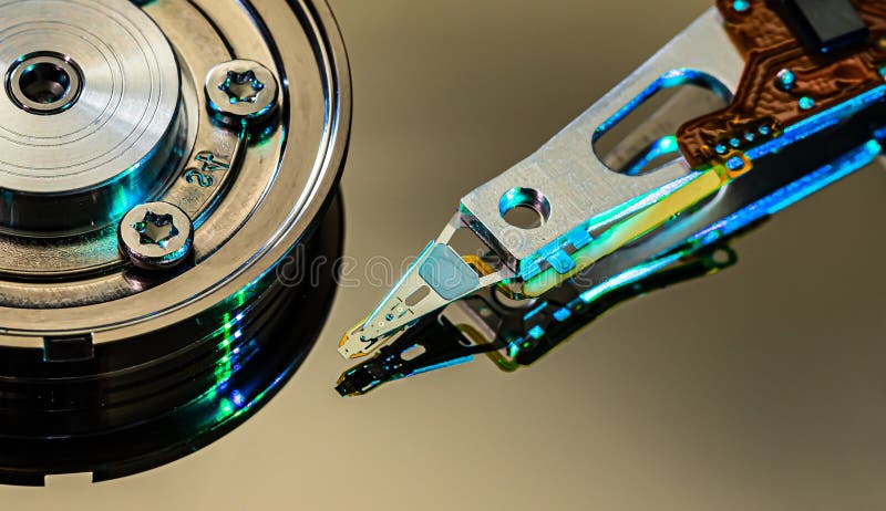Macro Close Up of Inside of Magnetic Hard Disc Drive Stock Photo ...