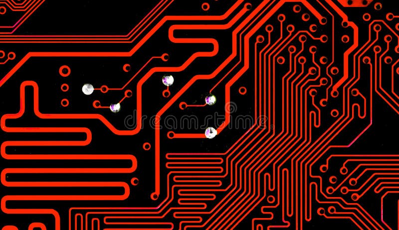 Macro Close Up of Printed Wiring on PC Circuit Board Stock Photo ...