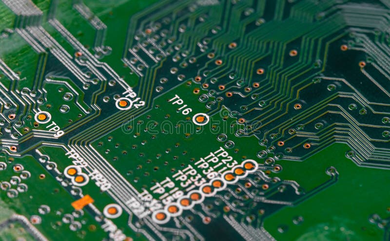 Macro Close Up of Printed Wiring on PC Circuit Board Stock Image ...