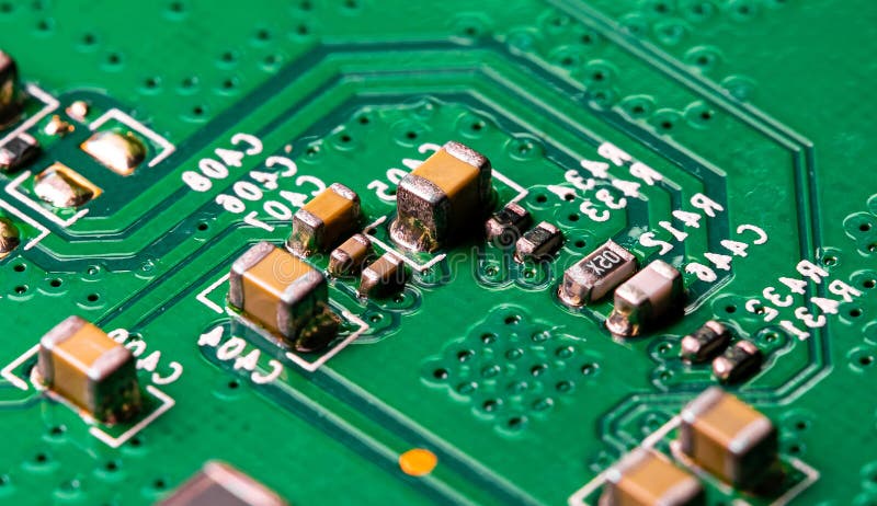 Macro Close Up of Printed Wiring on PC Circuit Board Stock Image ...